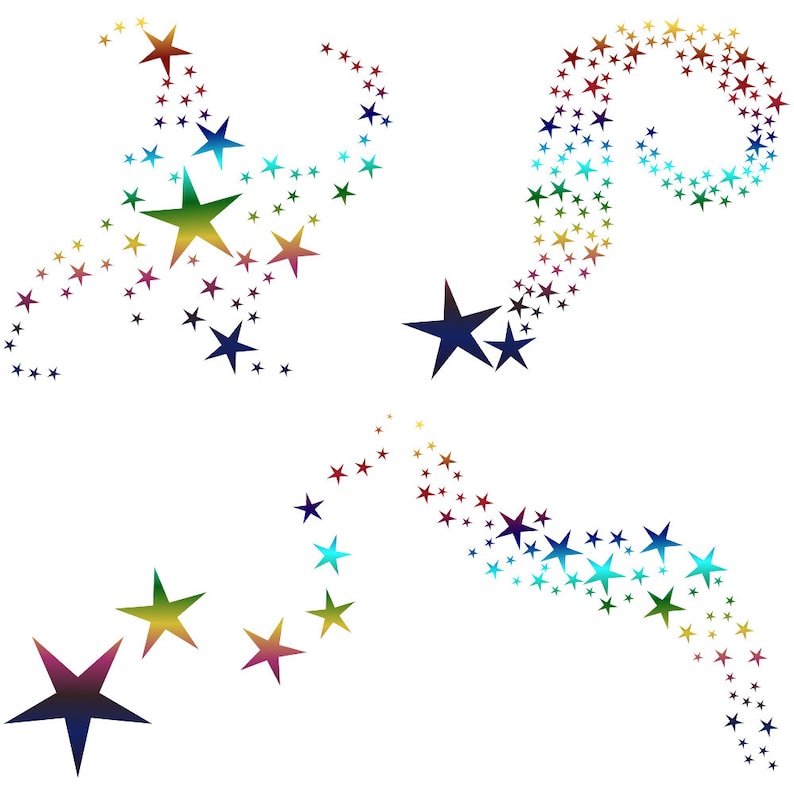 Star swirls clipart swirling stars rainbow stars stars clip | Etsy