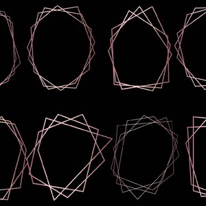 Polygonal Frames, Rose Gold, Geometric Shapes, Boho Chic Clipart ...