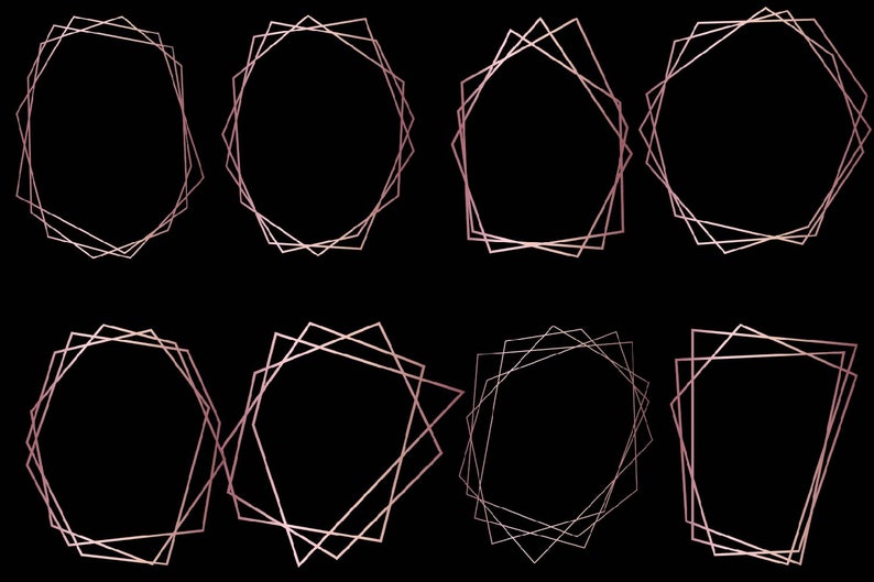 Polygonal Frames Rose Gold Geometric Shapes Boho Chic - Etsy