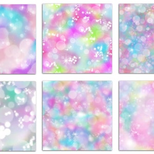 Unicorn Bokeh, Digital Paper, Rainbow Pastel, Blurry Backgrounds ...