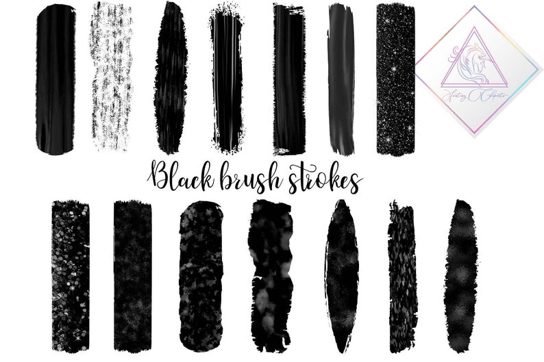 Black Brush Strokes Paint Clipart Glitter Confetti Blog - Etsy
