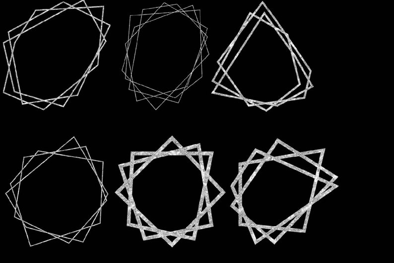 Silver Glitter Geometric Frames Polygonal Shapes Boho Clip - Etsy