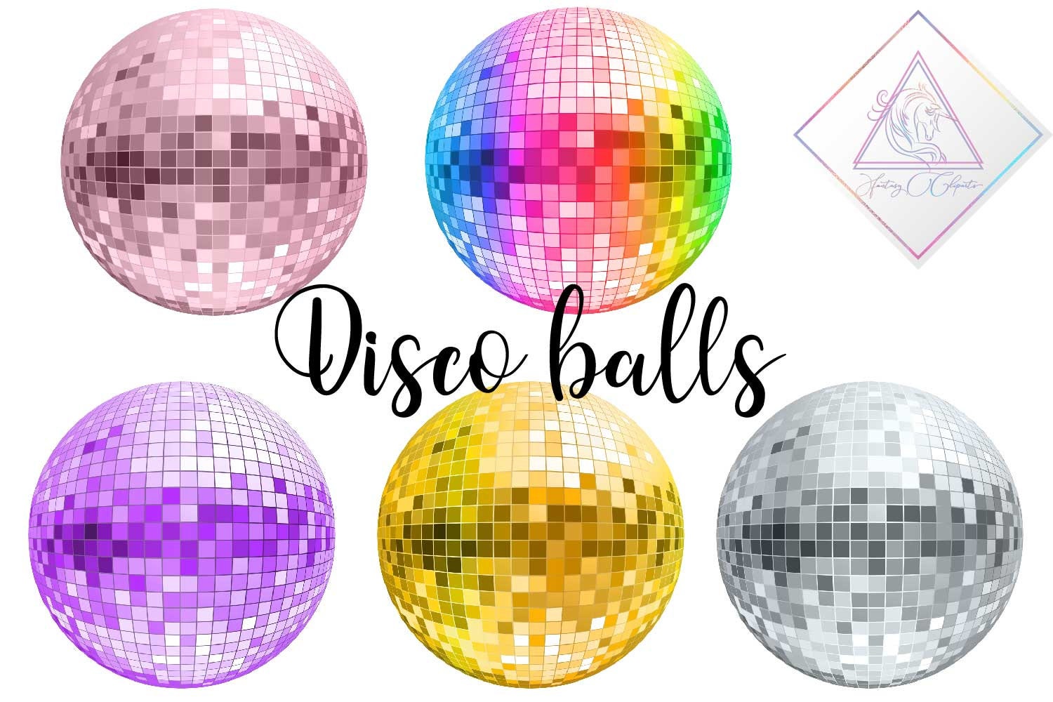 Disco Balls New Year Shiny Digital Clipart Party Ornaments - Etsy