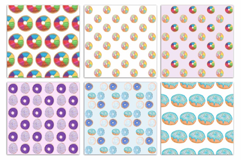 Donut Digital Paper Doughnuts Pattern Watercolor Donuts - Etsy