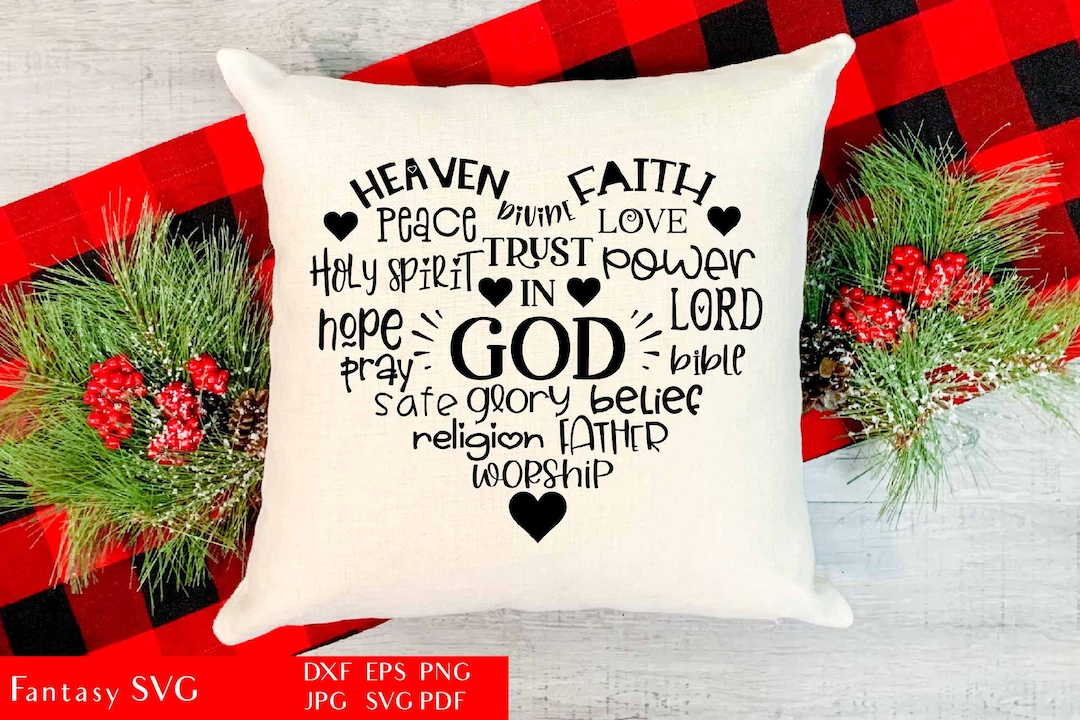 God Heart Shaped Word Art Religious SVG Cut File for Cricut Christian ...