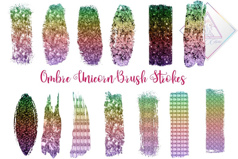 Unicorn Ombre Brush Strokes Png Blogger Clipart Rainbow - Etsy