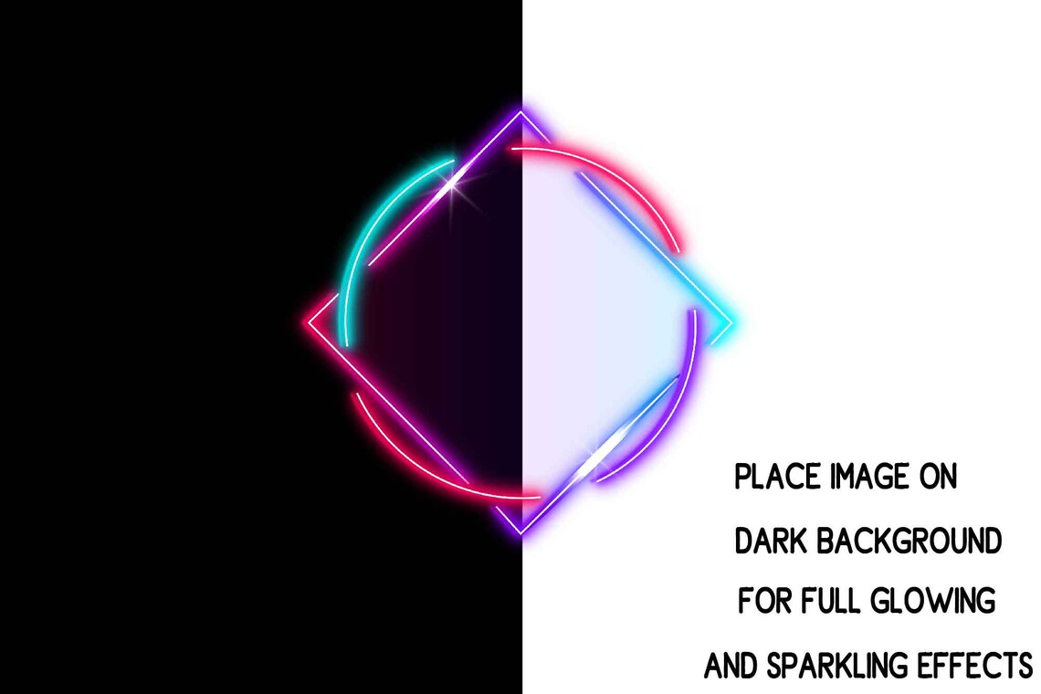 Neon Frames Clipart PNG | Glowing Neon Frame Clip Art | Pastel Rainbow ...