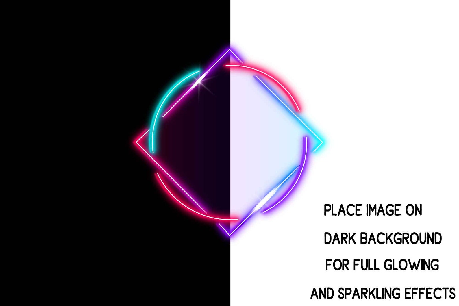 Neon Frames Clipart PNG Glowing Neon Frame Clip Art Pastel - Etsy