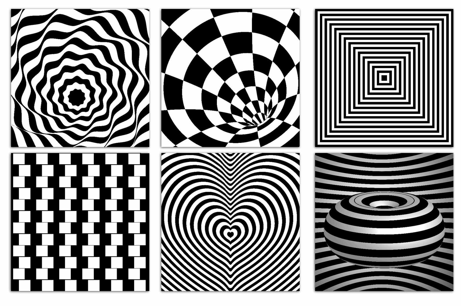 Optical Illusion, Digital Paper, Op Art Sphere, Black White, Visual ...