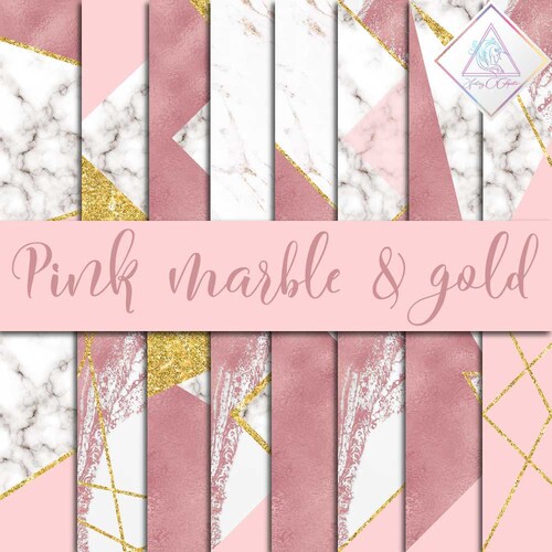 Pink and Gold Marble Digital Paper Seamless Marble Textures - Etsy