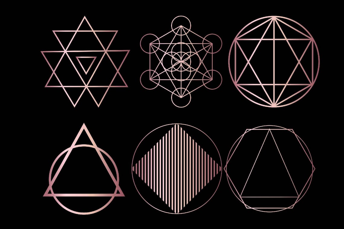 Sacred Geometry Rose Gold Clipart Golden Mandala Boho - Etsy