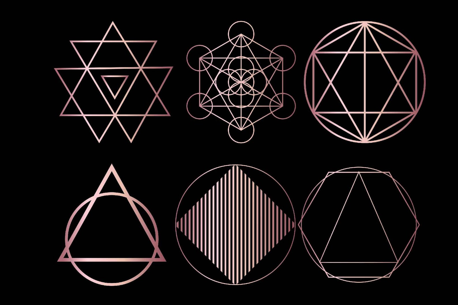 Sacred Geometry Rose Gold Clipart Golden Mandala Boho - Etsy