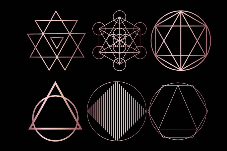 Sacred Geometry Rose Gold Clipart Golden Mandala Boho - Etsy