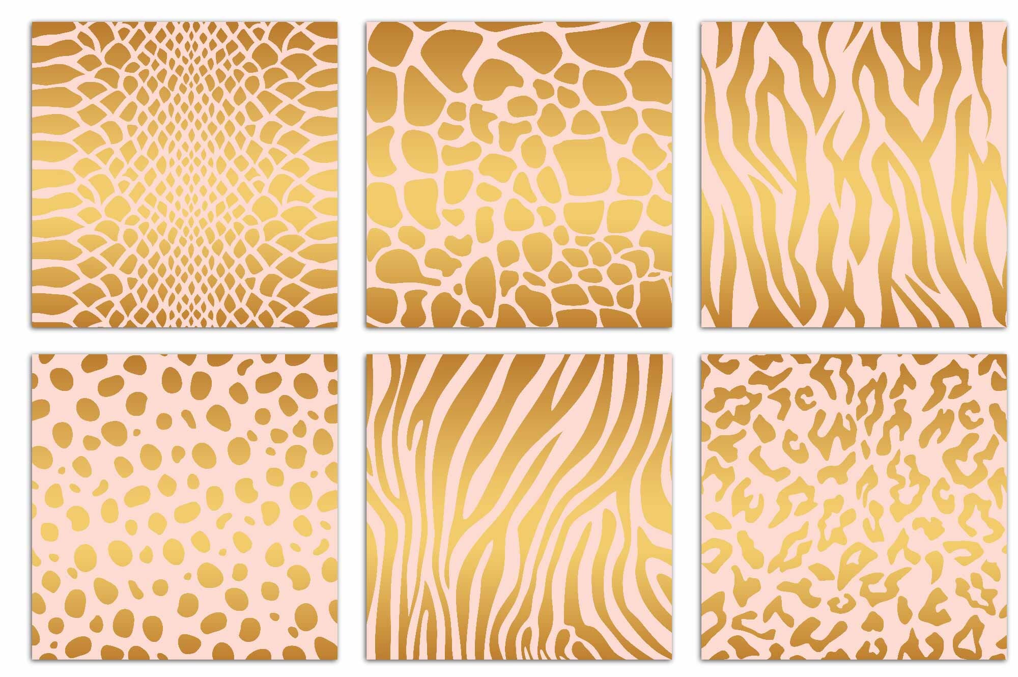 Baby Pink Gold Animal Print Digital Paper Golden Gradient | Etsy