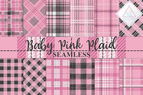Baby pink plaid, seamless patterns, digital paper, tartan textures ...