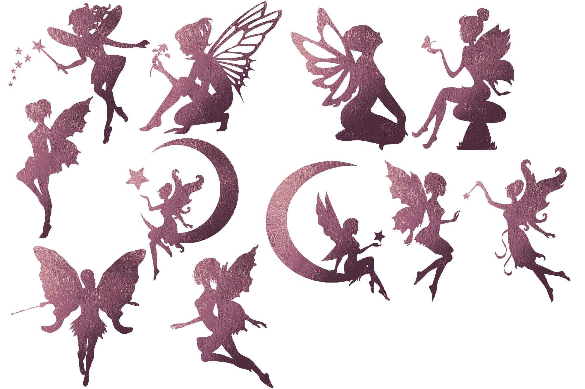 Rose gold fairies fairy clip art gold foil clipart blush | Etsy