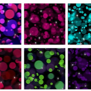 Neon Bokeh, Digital Paper, Pink Blue Purple, Seamless Patterns, Teal ...