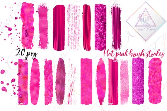 Hot pink brush strokes clipart in png, rose gold splashes clip art ...