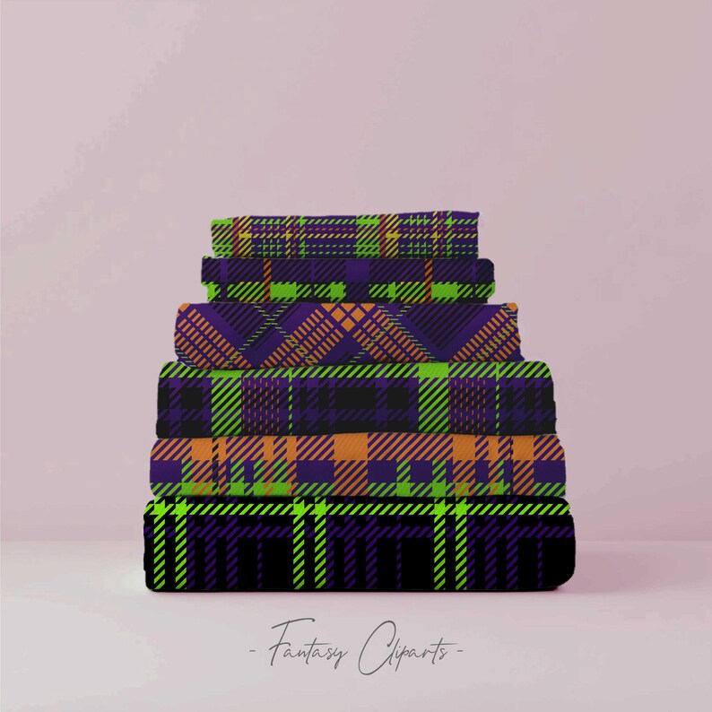 Halloween Plaid Digital Paper | Spooky Seamless Patterns | Purple ...