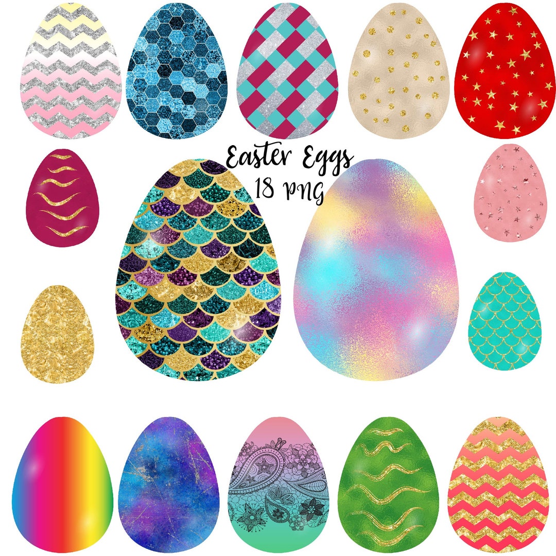 Easter Eggs Clipart, Easter Clip Art, Spring Graphics, Gold Glitter ...