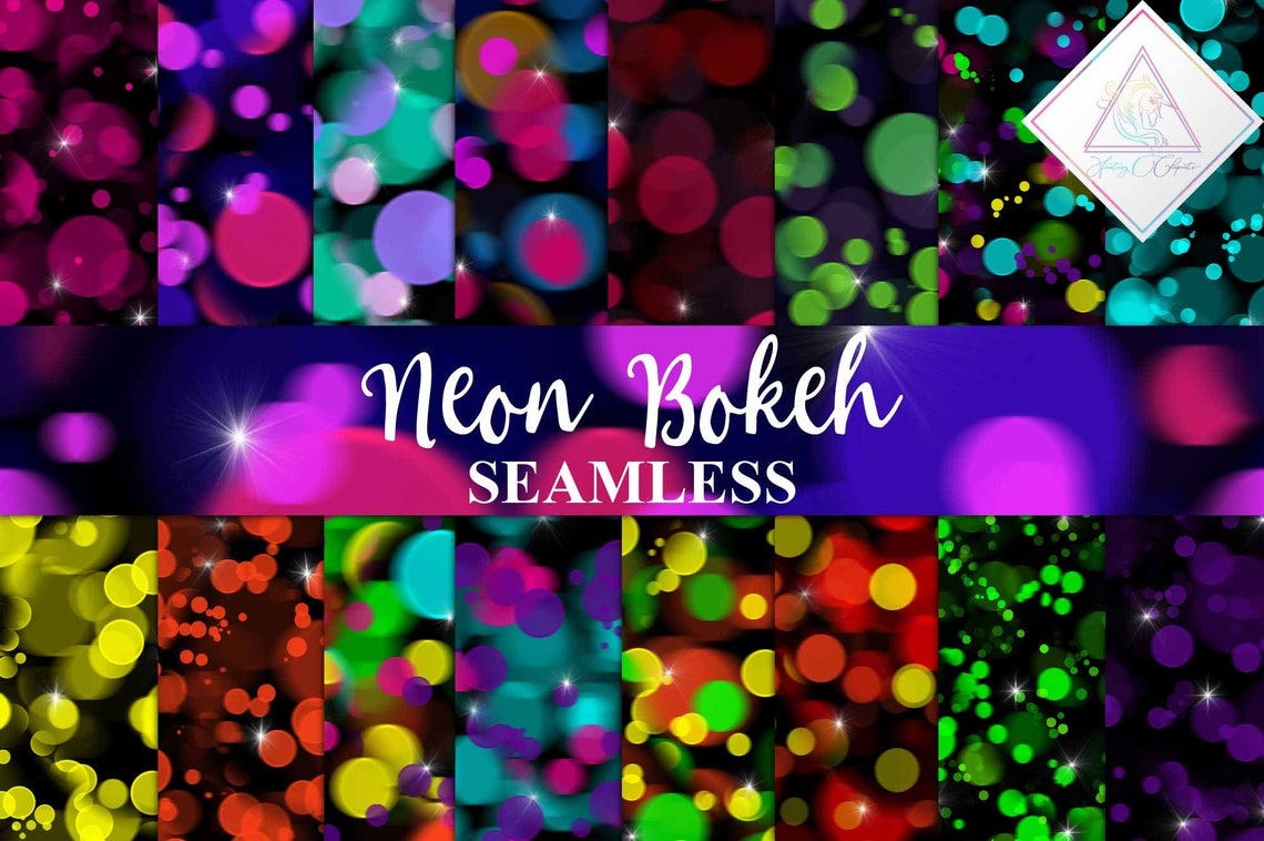 Neon Bokeh Digital Paper Pink Blue Purple Seamless - Etsy