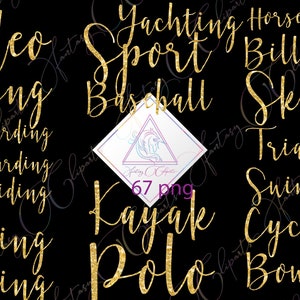 Sport Word Art in Png, Color is Gold Glitter Perfect for Planner ...