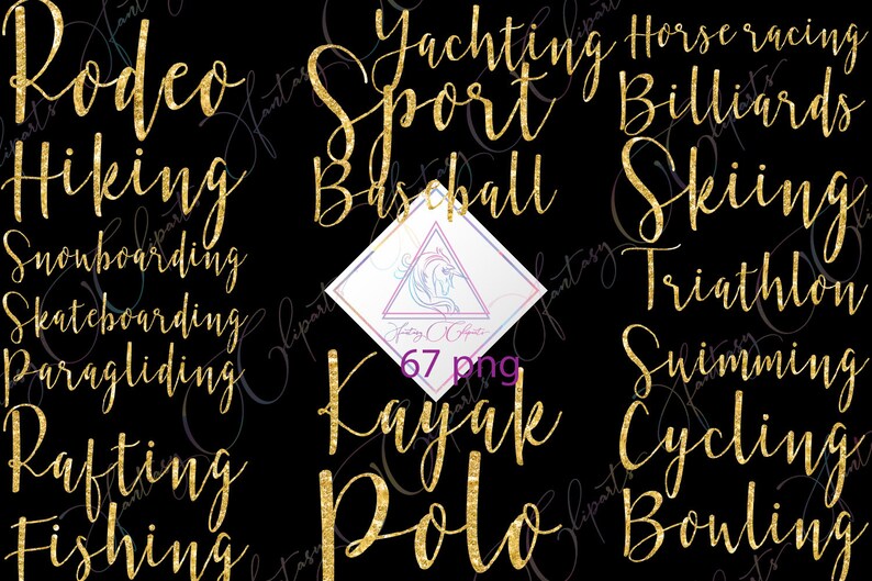 Sport Word Art in Png Color is Gold Glitter Perfect for - Etsy