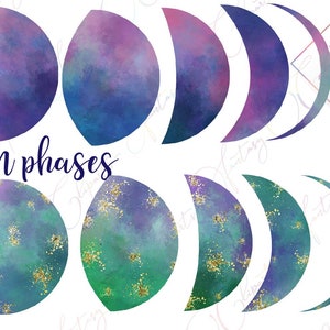 Watercolor Moon, Galaxy Astronomy, Moon Phases Clipart, Outer Space ...
