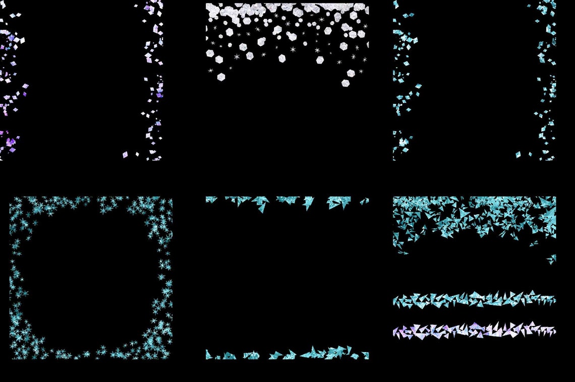 Frosted Borders Clipart Overlay Iridescent Snow Turquoise - Etsy