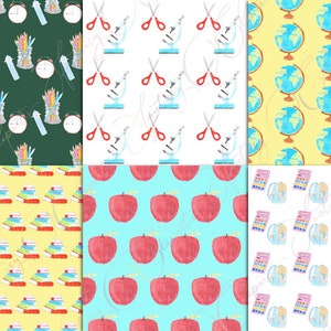 Watercolor Back to School Digital Paper Pack, Watercolour Scrapbooking ...