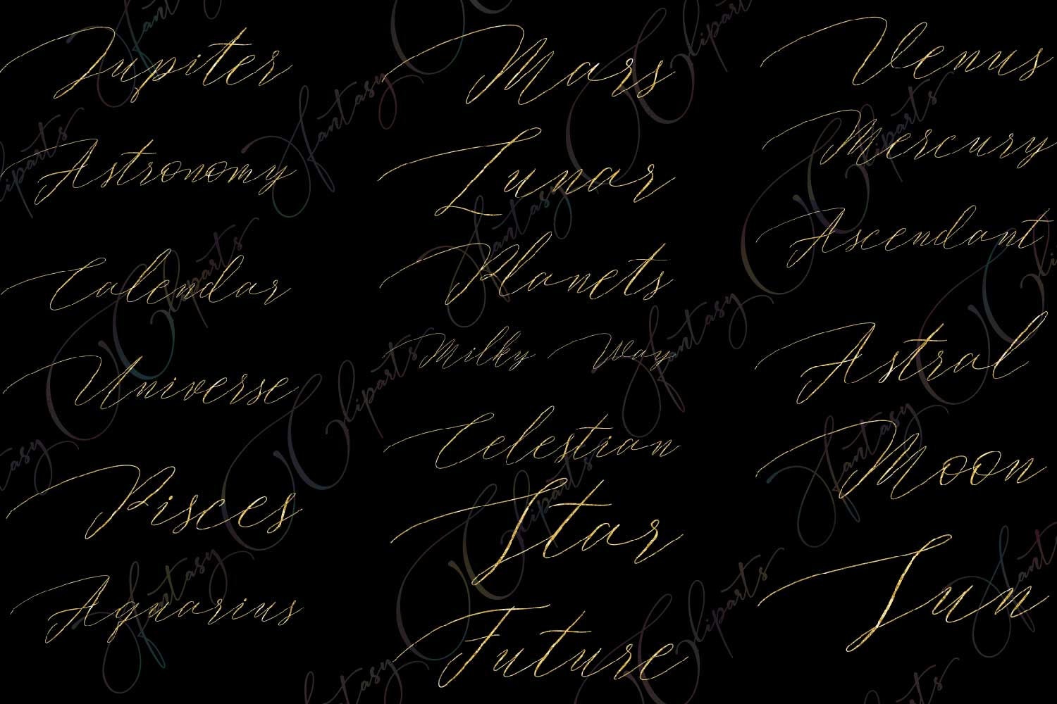 Astrology Word Art Zodiac Signs Png Planet Names Overlay | Etsy