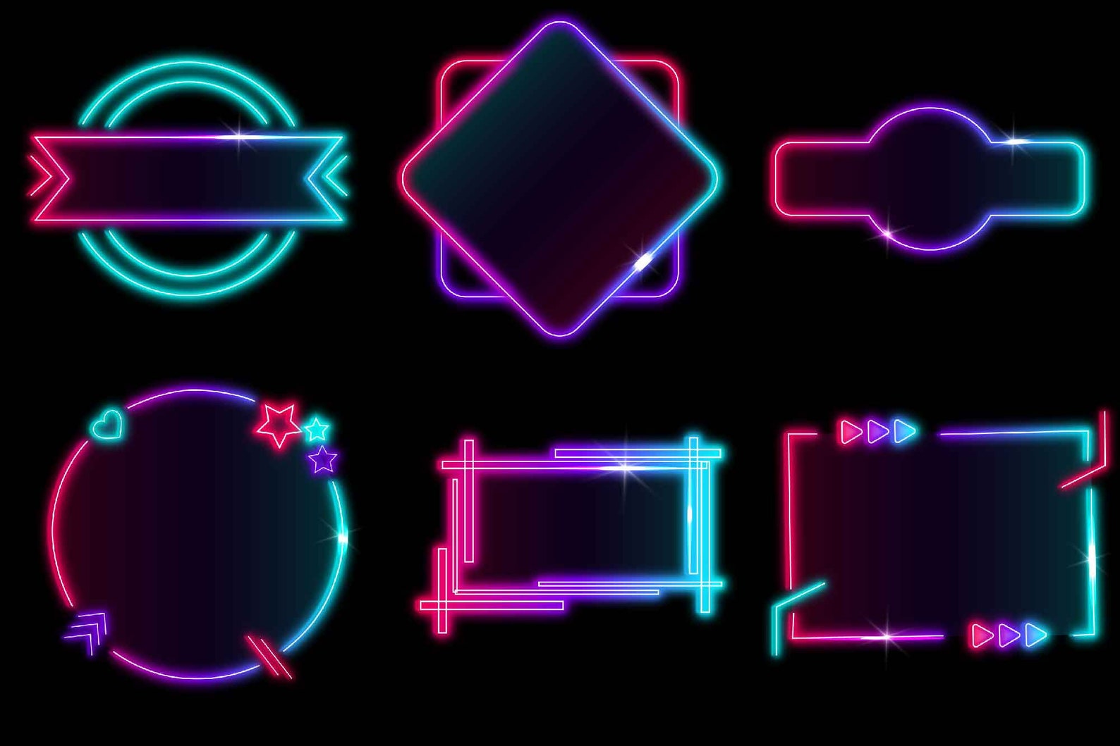 Neon Frames Clipart PNG Glowing Neon Frame Clip Art Pastel - Etsy