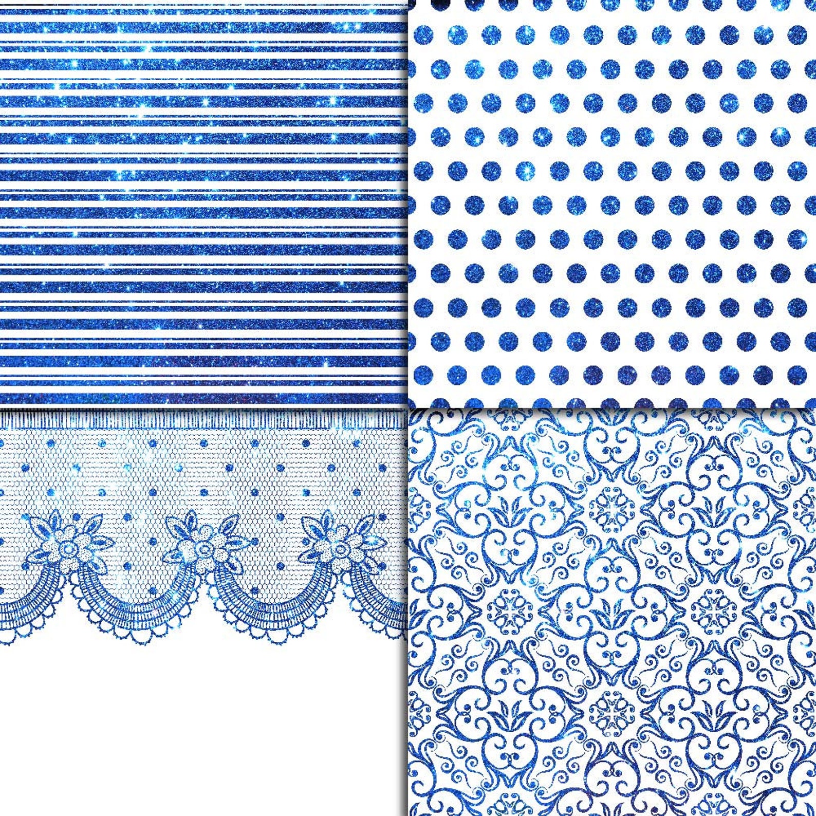 Blue Glitter Digital Paper Glitter Textures White | Etsy