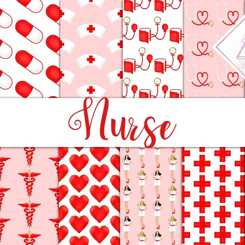 Nurse Digital Paper Nurses Scrapbooking Medical Health - Etsy