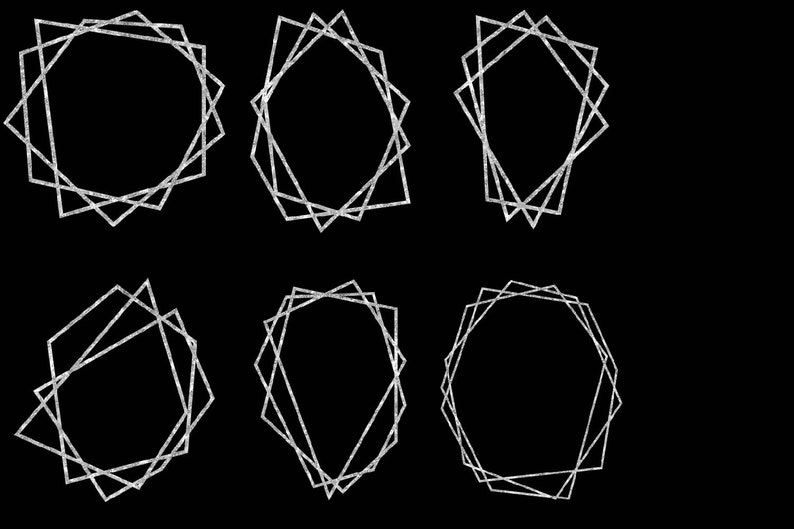 Silver Glitter Geometric Frames Polygonal Shapes Boho Clip - Etsy