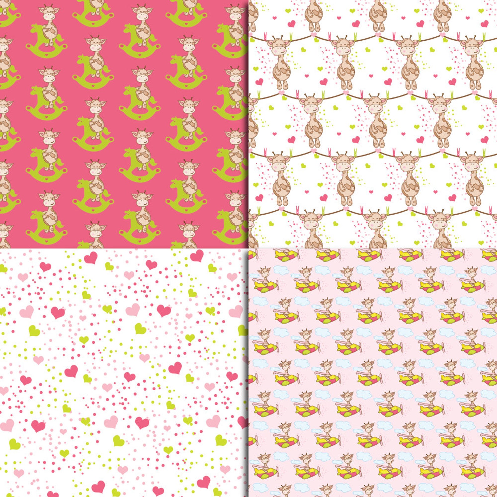 Baby Giraffe Digital Paper Giraffe Scrapbook Pink - Etsy