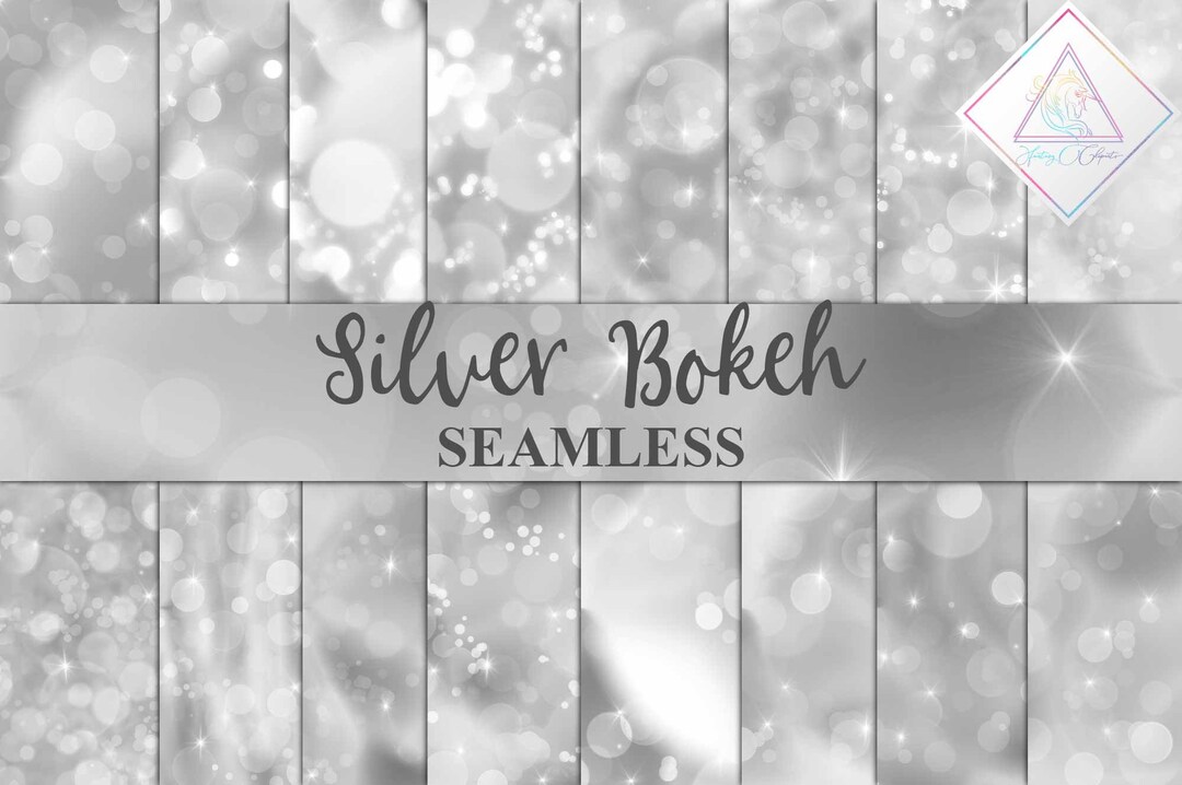 Silver Bokeh Lights, Digital Paper, Seamless Patterns, Blurry Textures ...