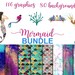 Huge Bundle of Mermaid Clipart and Digital Papers, Mermaid Graphics and ...