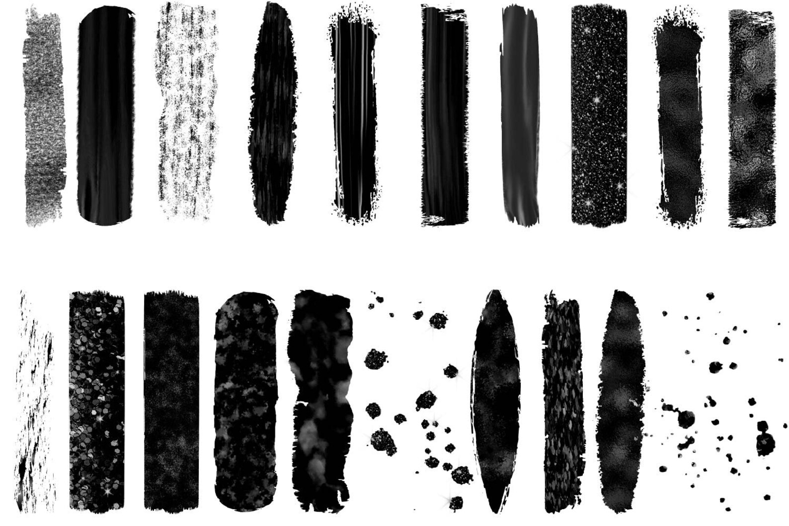 Black Brush Strokes Paint Clipart Glitter Confetti Blog - Etsy
