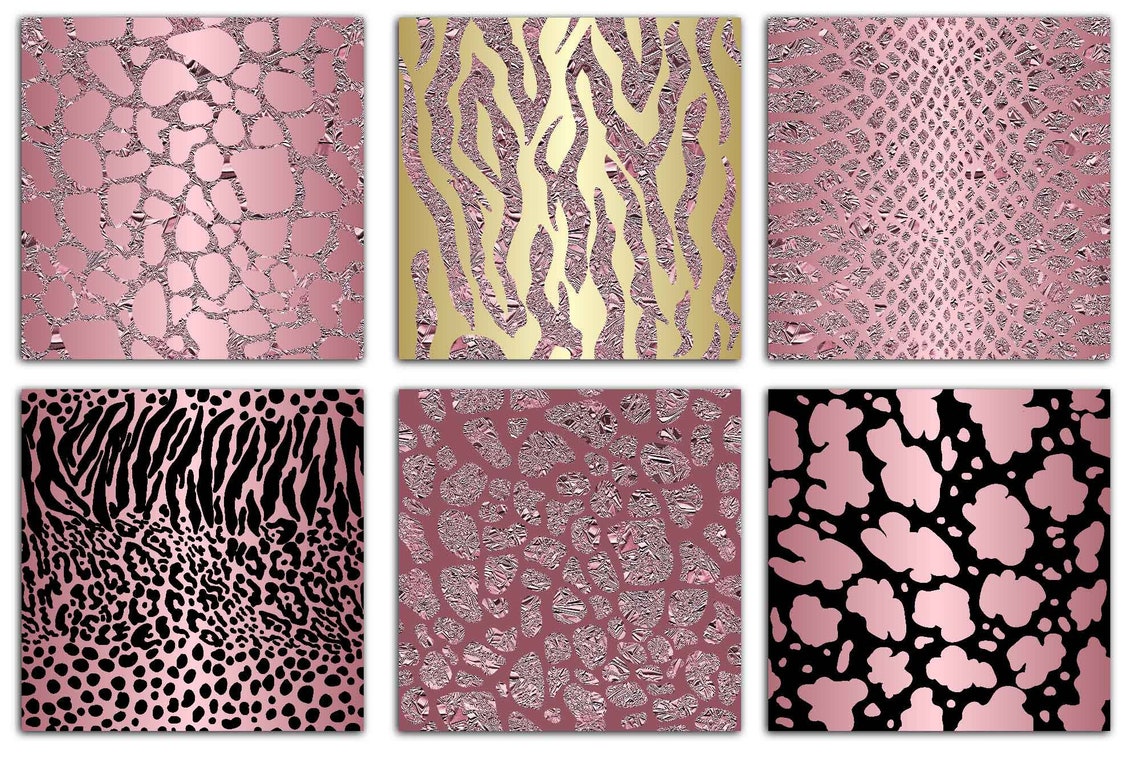 Rose Gold Glitter Safari Animal Print Digital Paper Blush - Etsy