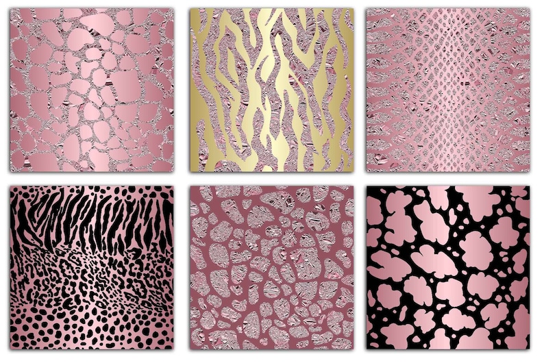 Rose Gold Glitter Safari Animal Print Digital Paper Blush - Etsy