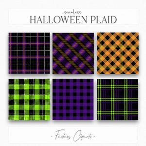 Halloween Plaid Digital Paper | Spooky Seamless Patterns | Purple ...