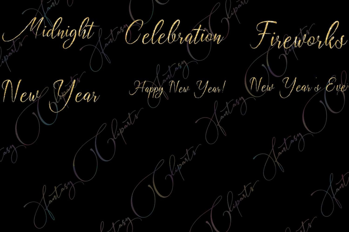 New Year Word Art Happy New Year Png New Years Eve Clipart - Etsy