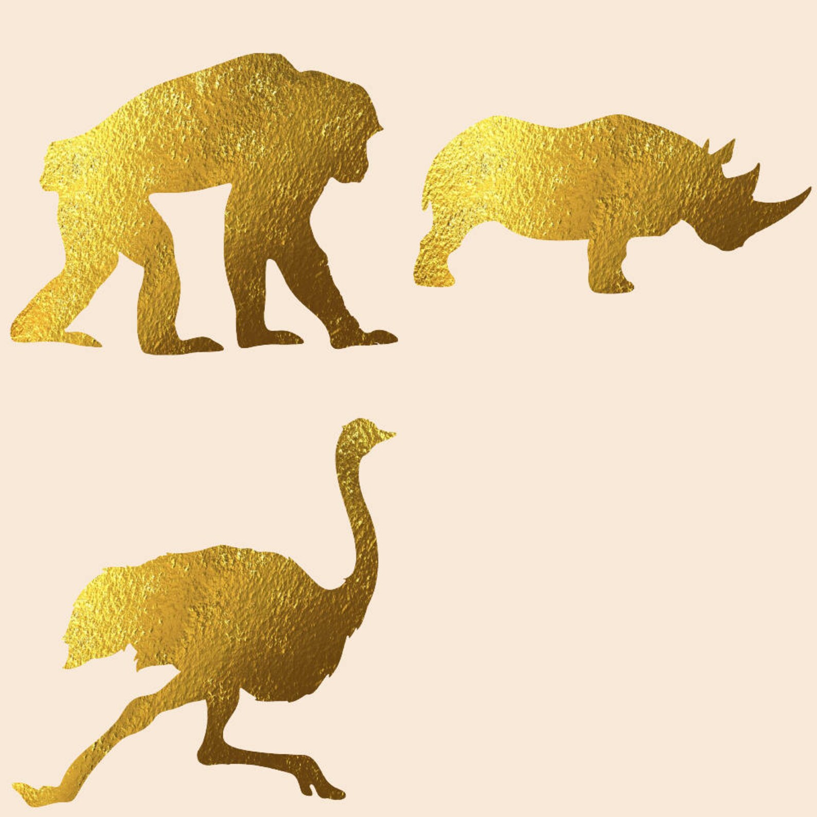 Safari Animals Animals Clip Art Gold Foil Clipart Clipart - Etsy