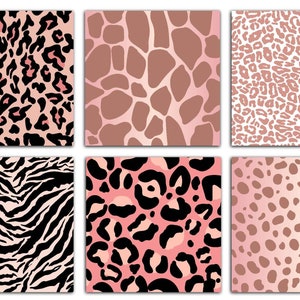 Blush Safari Animal Print Digital Paper | Rose Gold Cheetah Print ...