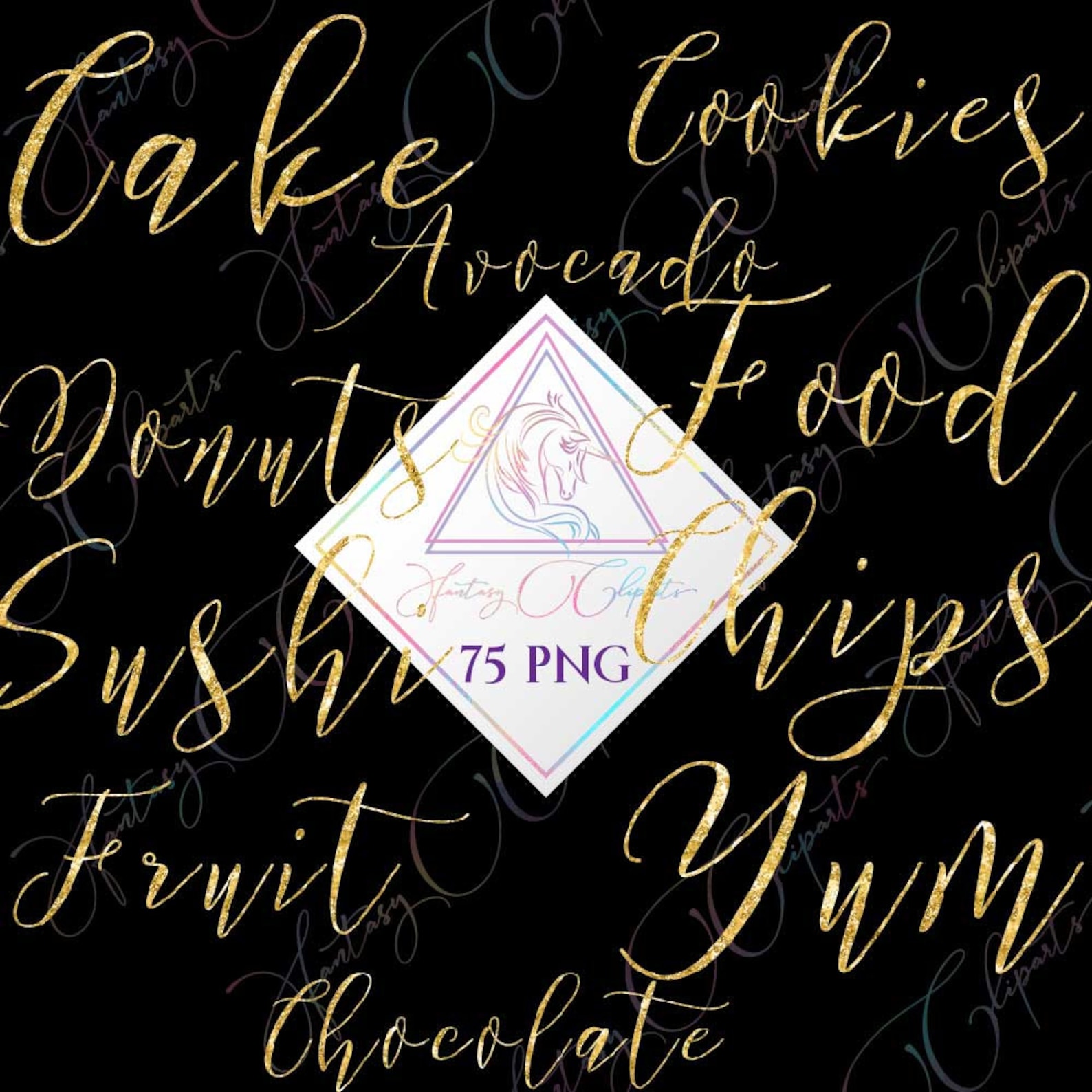 Gold Glitter Food Word Art in Png Format Golden Lettering - Etsy