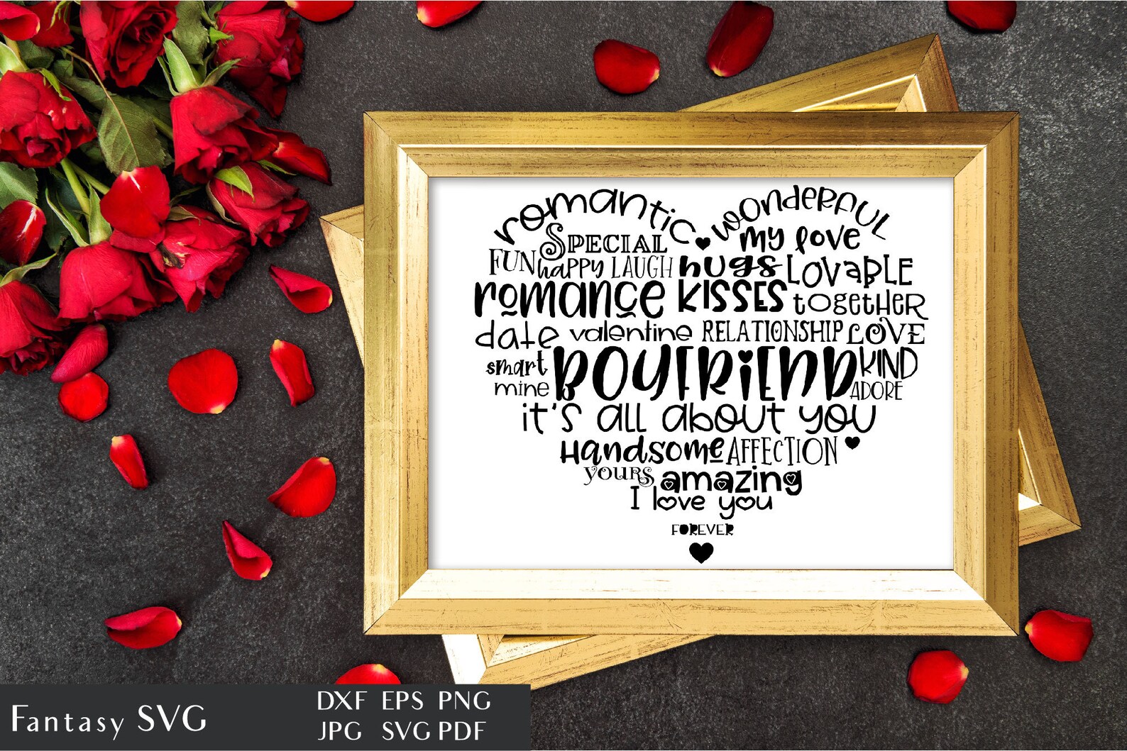 Boyfriend Heart Shaped Word Art Romantic SVG Cut File - Etsy