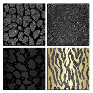 Black Glitter Safari Animal Print Digital Paper | Gothic Cheetah ...