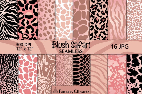 Blush Safari Animal Print Digital Paper Rose Gold Cheetah - Etsy