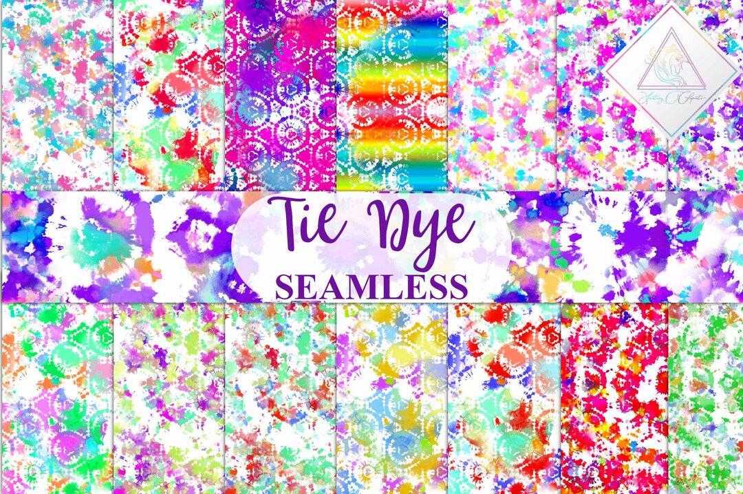 Tie Dye Digital, Paper Pack Bundle, Seamless Patterns, Dyed Backgrounds ...